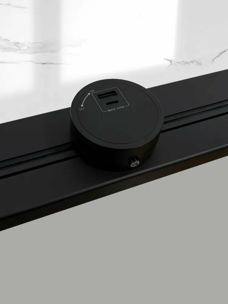 Накладная сменная трековая розетка, USB+Type-C адаптер(PC), черный