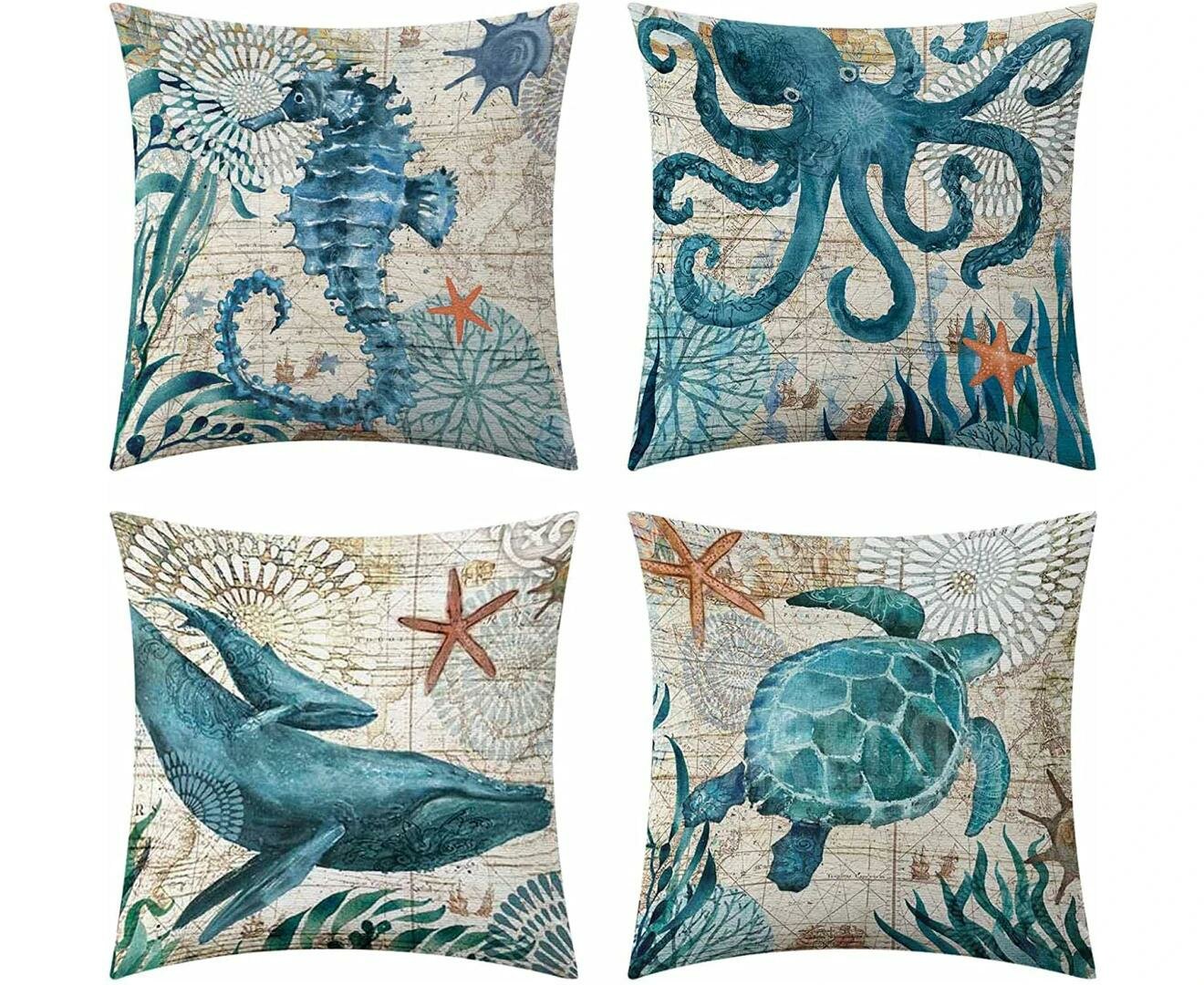 Уличные Подушки: Водонепроницаемые Чехлы Средиземноморского Стиля - Устойчивые К Выцветанию Для Патио И Бассейна Прибрежный Домашний Декор For Диван И Садовая Мебель