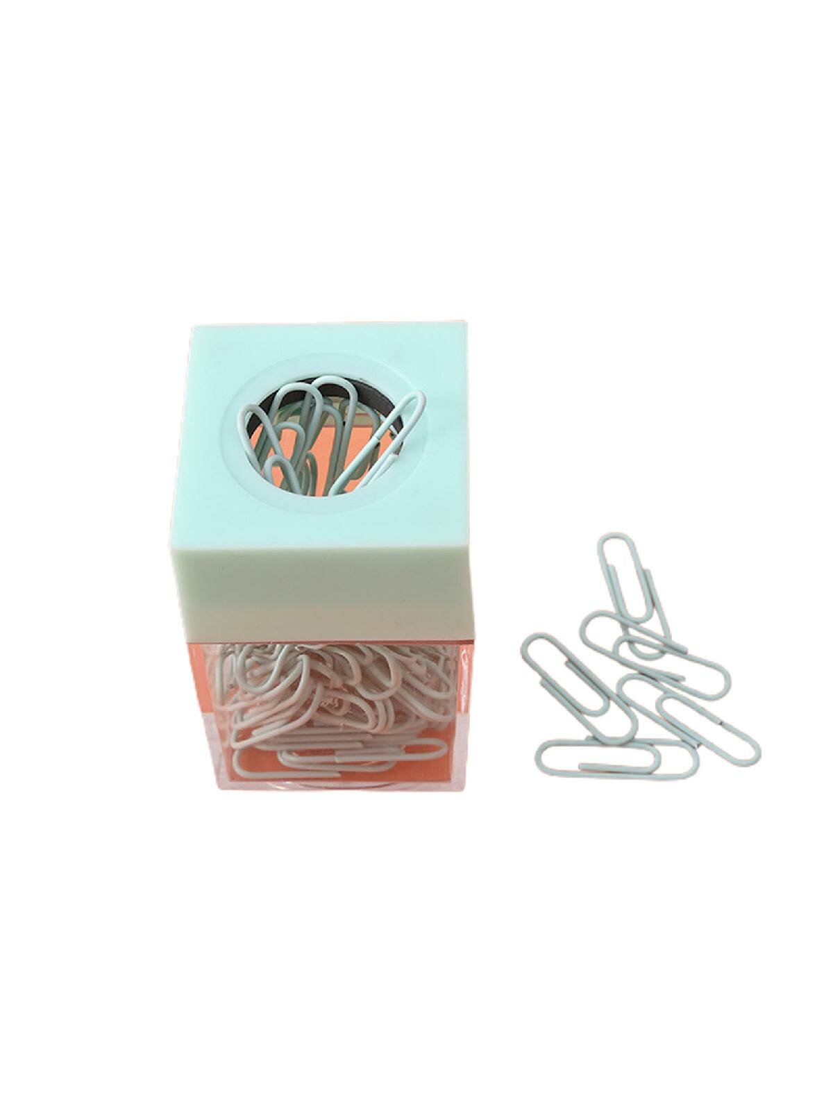 Коробка-дозатор магнитных скрепок с 18 шт металлическими скрепками Держатель для скрепок