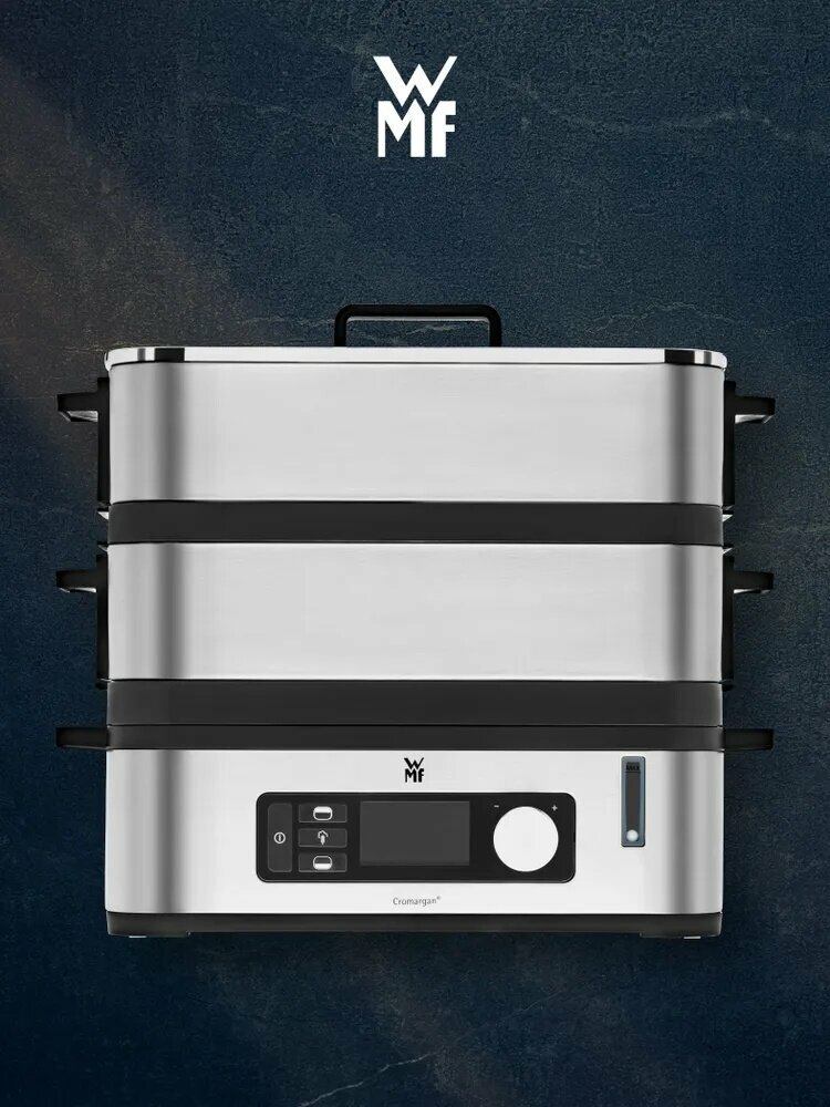 Пароварка электрическая KITCHENminis, серебристый, черный