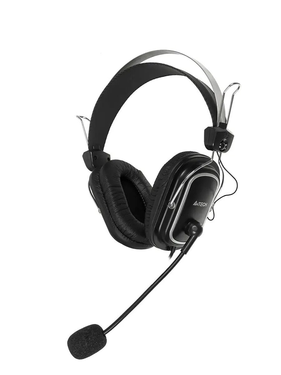 Гарнитура A4Tech HS-50, для компьютера, мониторные, проводные, черный
