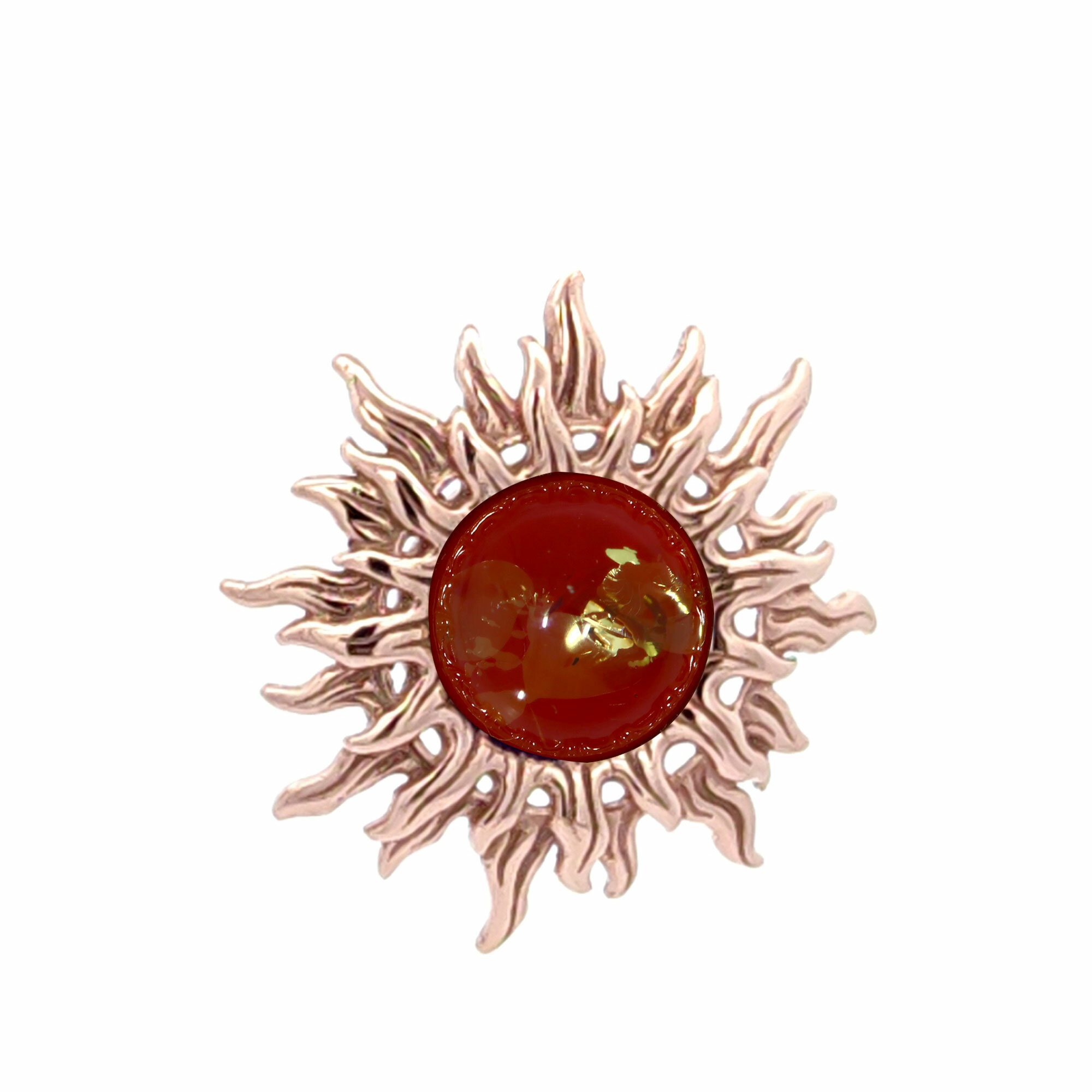 Подвеска, серебро, 925 проба, золочение, янтарь