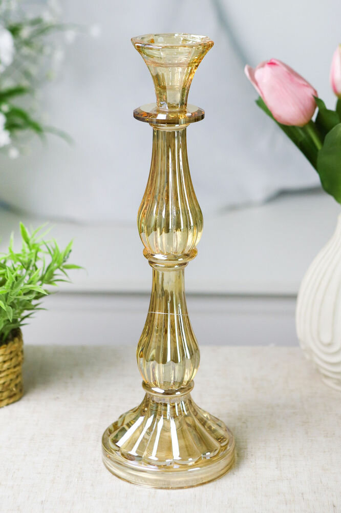 Декоративный подсвечник калестано, стекло, шампань, 31 см, EDG 4400158A247