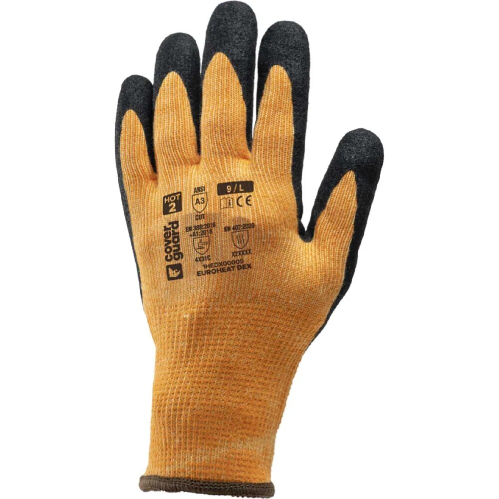 Перчатки COVERGUARD EUROTECHNIQUE EUROHEAT DEX 5450564065093 для защиты, из полиестеро-арамидного, с резиновой манжетой