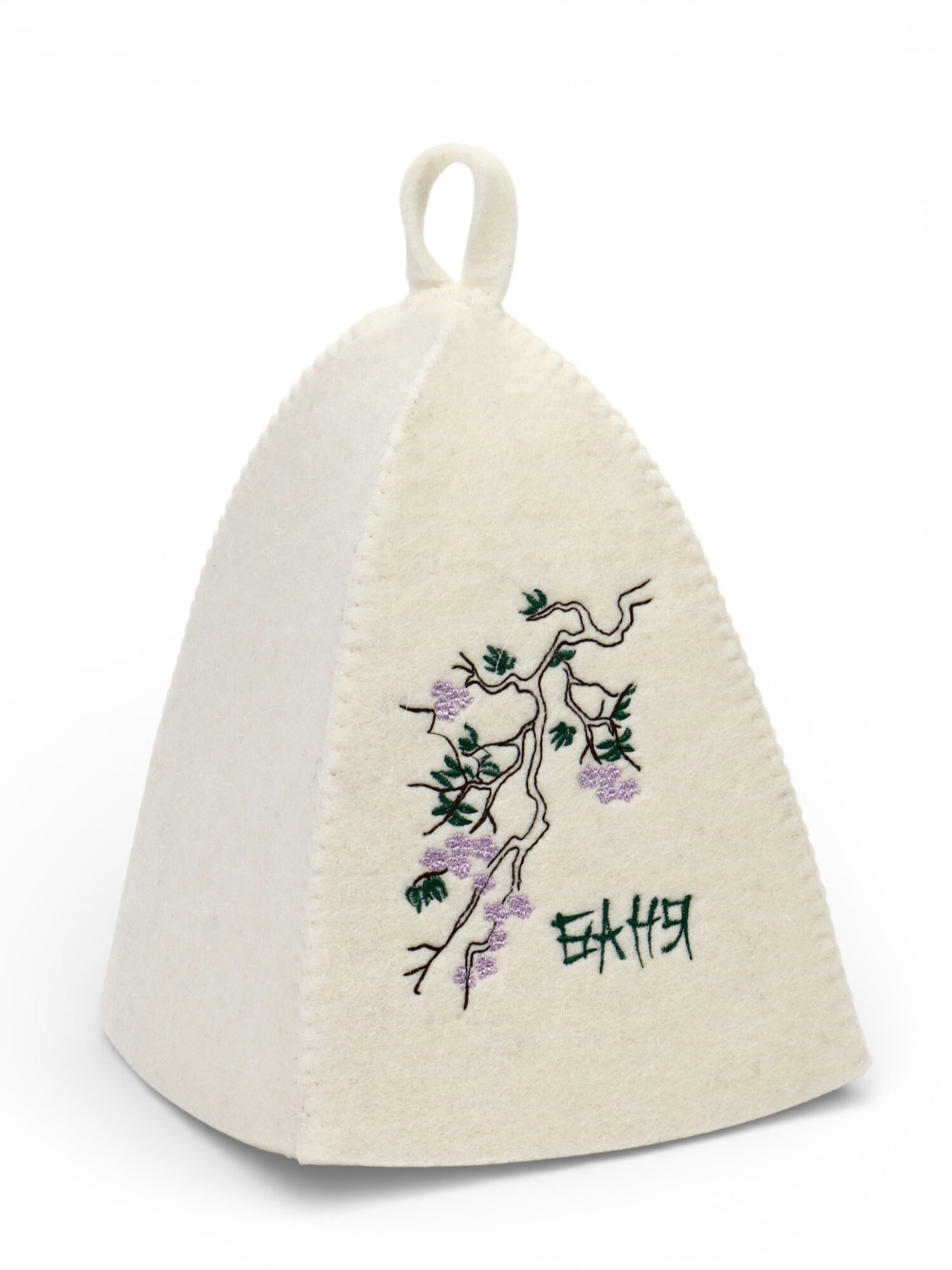 Шапка для бани и сауны «Сакура», полиэфир, шерсть, цвет белый