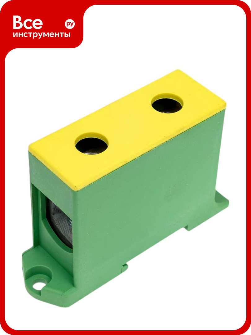 Клемма силовая вводная HLT КСВ 35-150 желто-зелёная, корпус из полиамида, ток 320 А, совместима с DIN‑рейкой