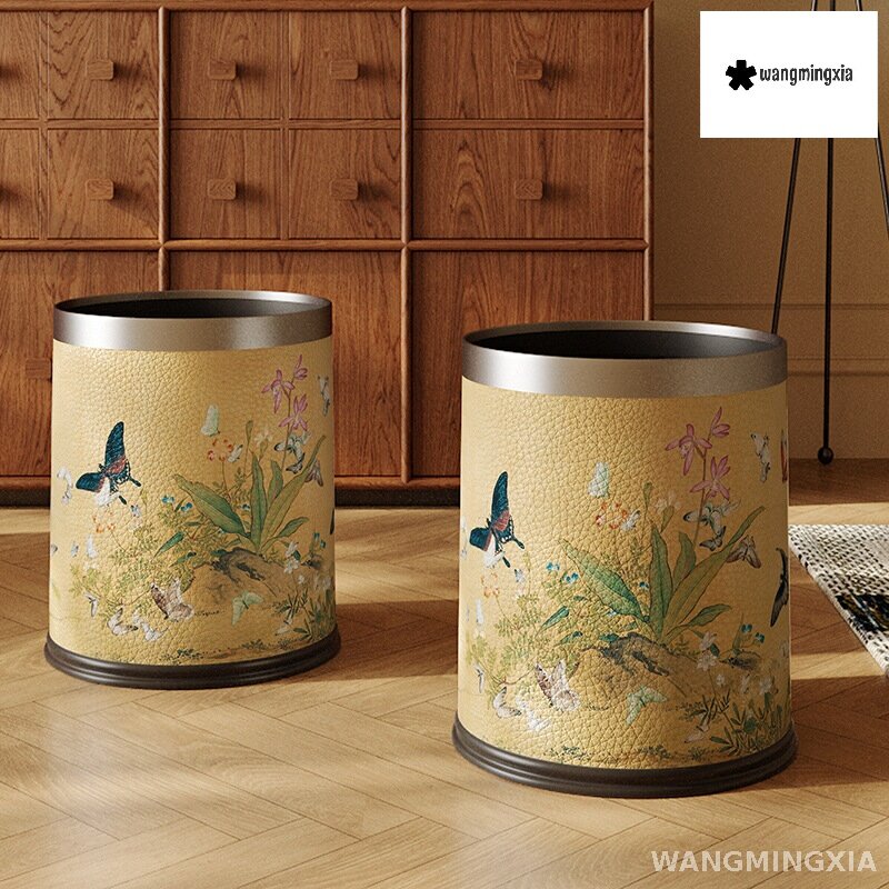 【ХИТ 2025】Кожаный мусорный бак в американском стиле — Элегантный антизапах для гостиной и спальни!