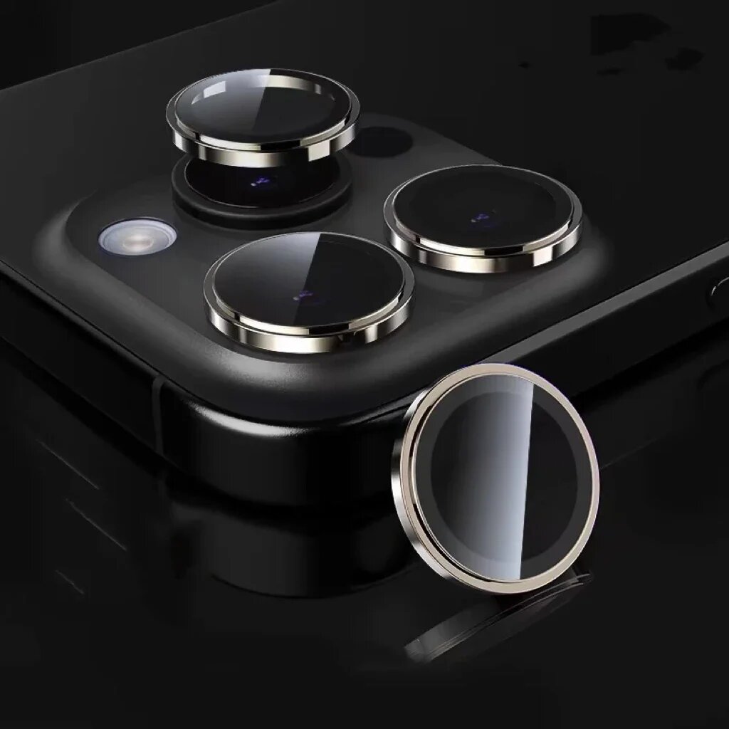 Оригинальная Металлическая Защита Объектива Камеры Для iPhone Черный, 15pro (3pcs), Titanium color