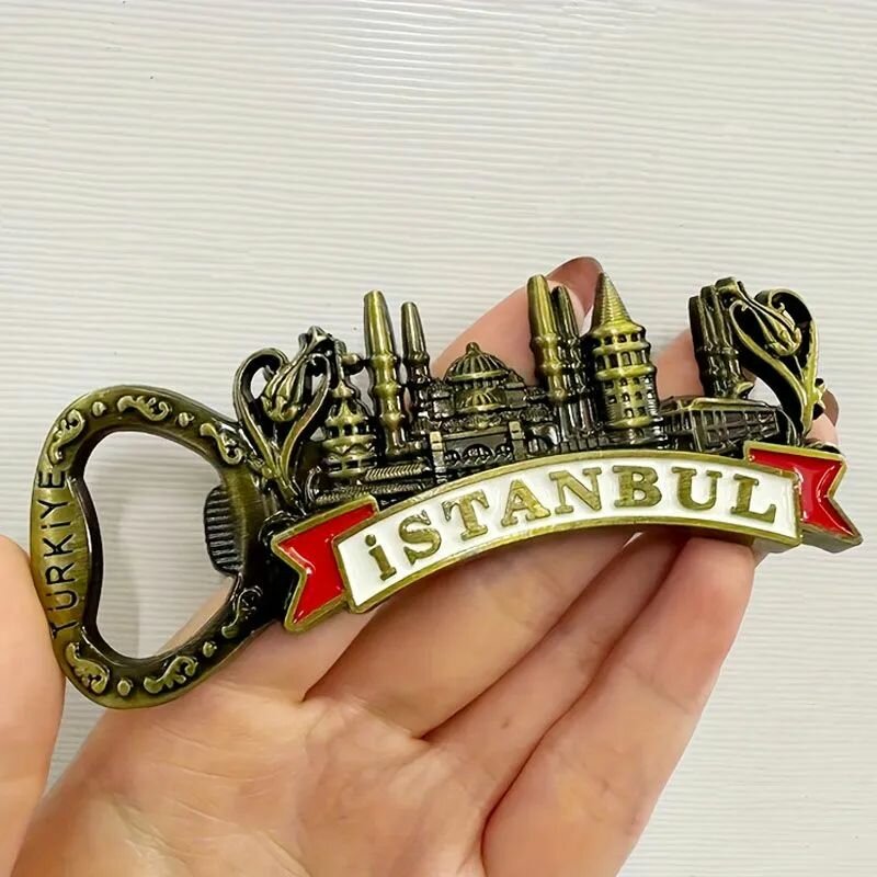 3D магнит-открывалка Архитектура мира : Голландия, Париж, Дубай, Москва, Рим, Стамбул (Металл)