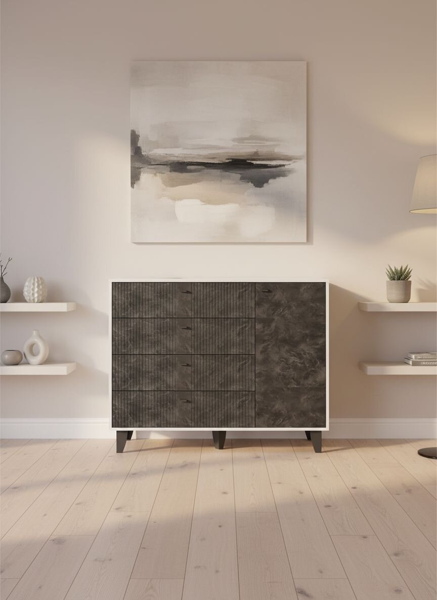 Комод ARNIKA Катрин-13, белый, современный стиль, роликовые направляющие