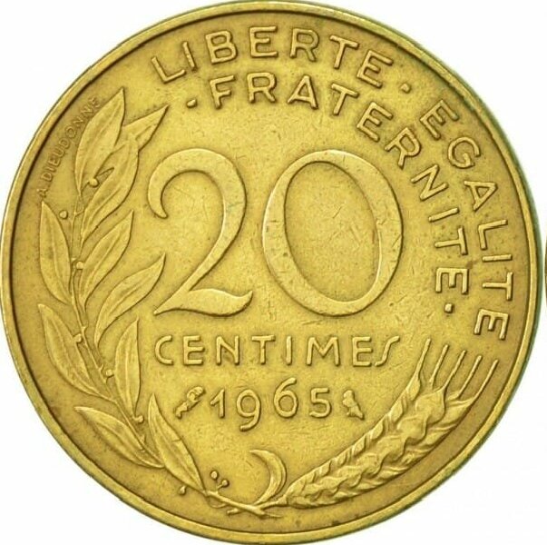 20 сантимов 1962-1999 г Франция , случайный год