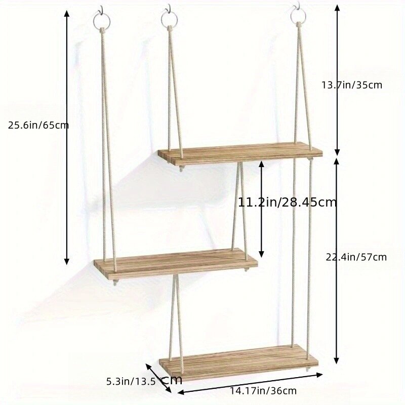 Деревянная полка для хранения, настенная подвесная полка с веревкой, декоративная полка, маленькая цветочная полка, органайзер для ванной, полка из массива дерева