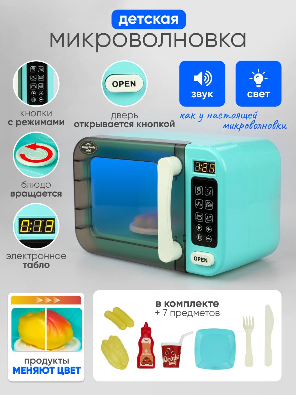 Детская игрушечная микроволновая печь, игровой набор бытовая техника Solmax&Kids