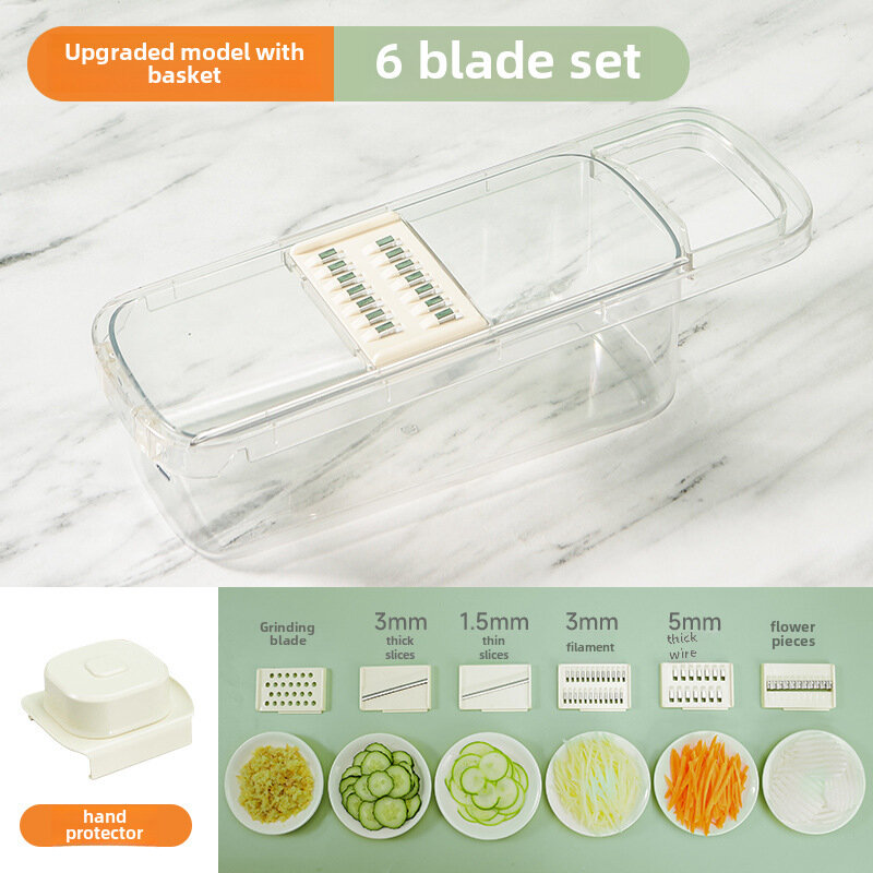 Многофункциональный кухонный нарезатель для овощей, терка для нарезки картофеля соломкой, нарезатель-терка для овощей, набор из 9 предметов, прозрачно-молочный цвет
