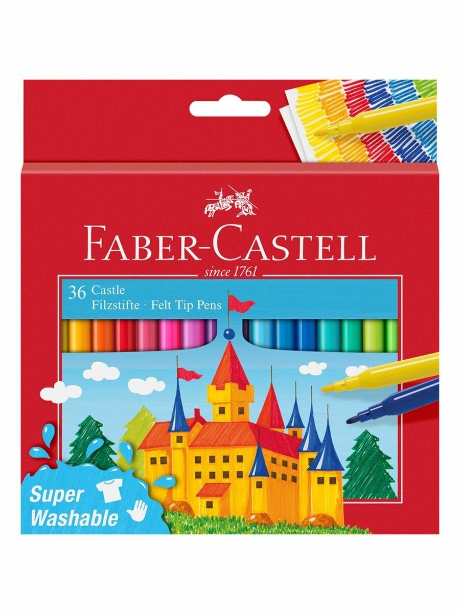 Фломастеры Faber-Castell "Замок", 36цв, смываемые, картон, европодвес, 554203