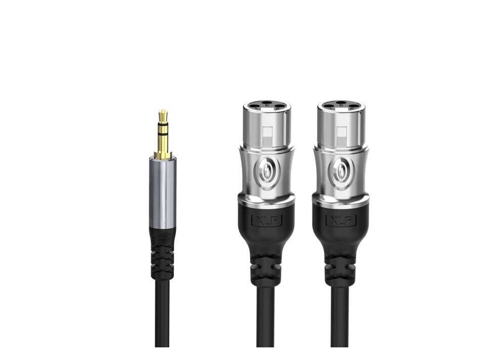 Шнур соединительный аудио 2*XLR (F) – Jack 3.5 (M) Premium 1.8 метра S1302 черный
