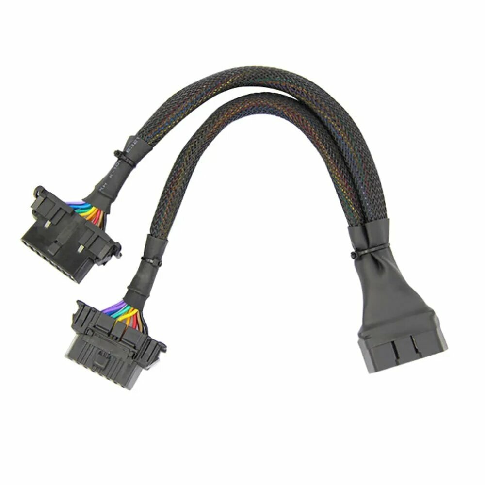 Разветвитель OBD2 16-контактный удлинитель OBD II 1X мужской и 2X женский кабель-адаптер (1 фут/30 см) (1 упаковка)