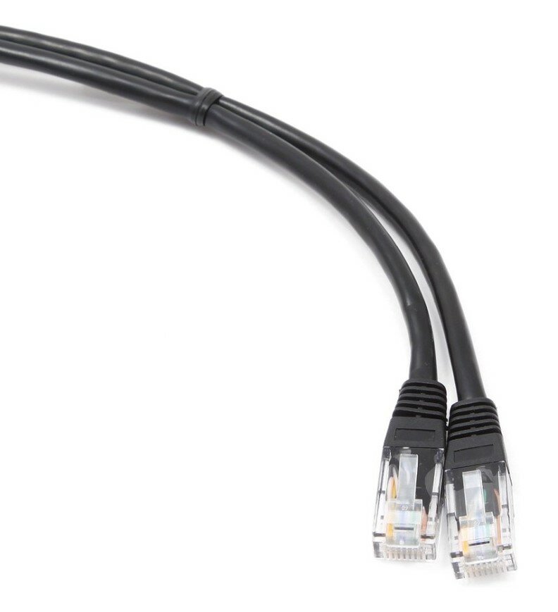 Патч-корд UTP Cablexpert PP12-5M/BK кат.5e, 5м, литой, многожильный, чёрный