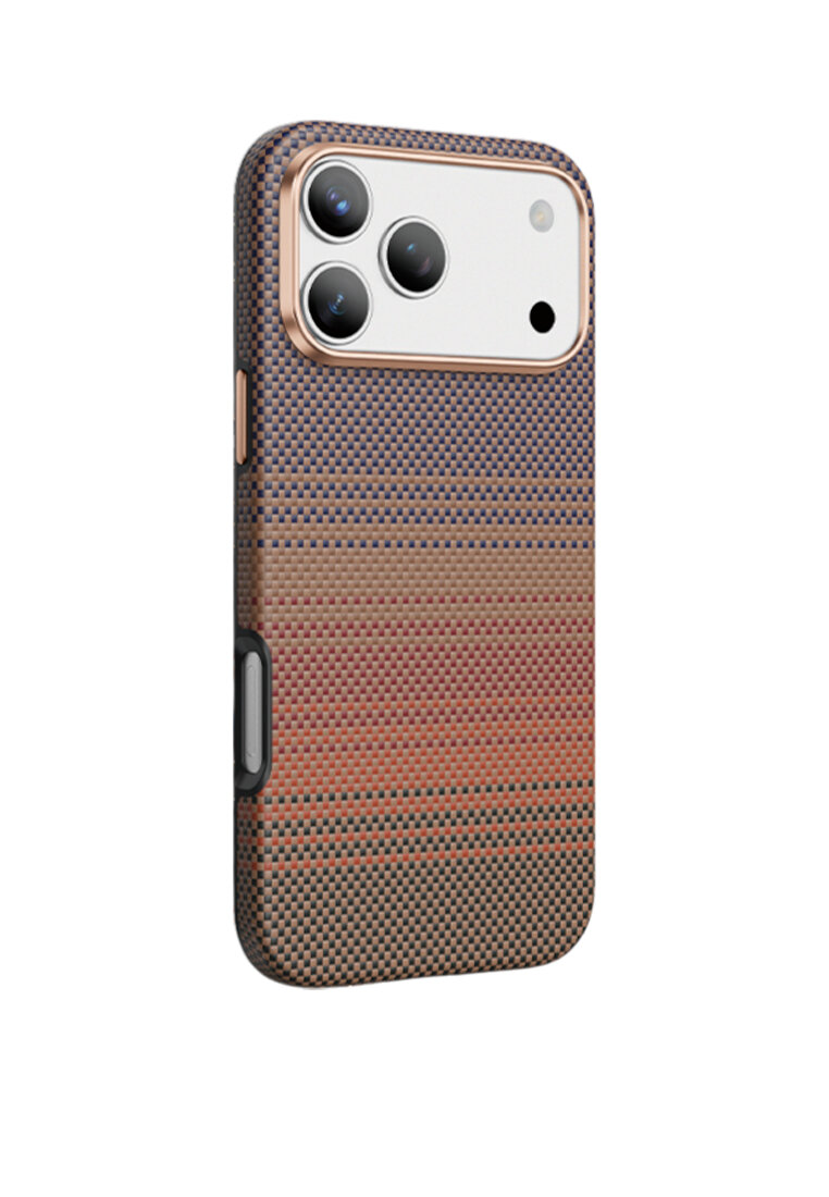 Чехол iPhone 17 Pro KEEPHONE KEVILAR CAISER MagSafe Карбон арамидное волокно 1500D, 38 шт. магнитов N52-10Н - Sunset