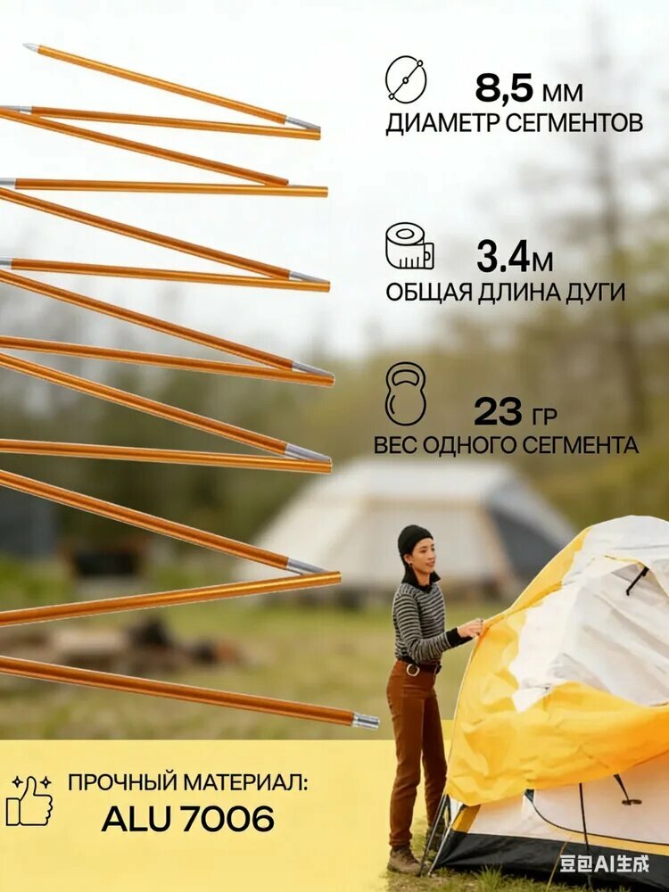 Ремонтный набор для палаток/Алюминиевый столб 3,4 м для палатки 8,5 мм, 9 сегментов