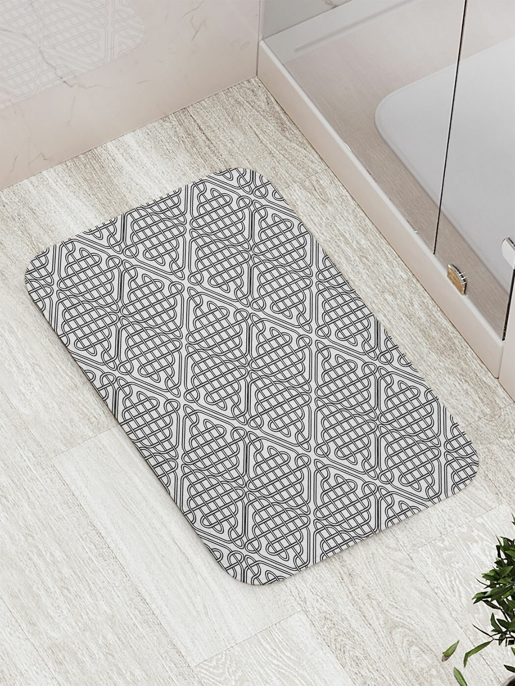 Коврик для ванной комнаты, туалета "Плетеный узор" противоскользящий, 52х77 см, JoyArty