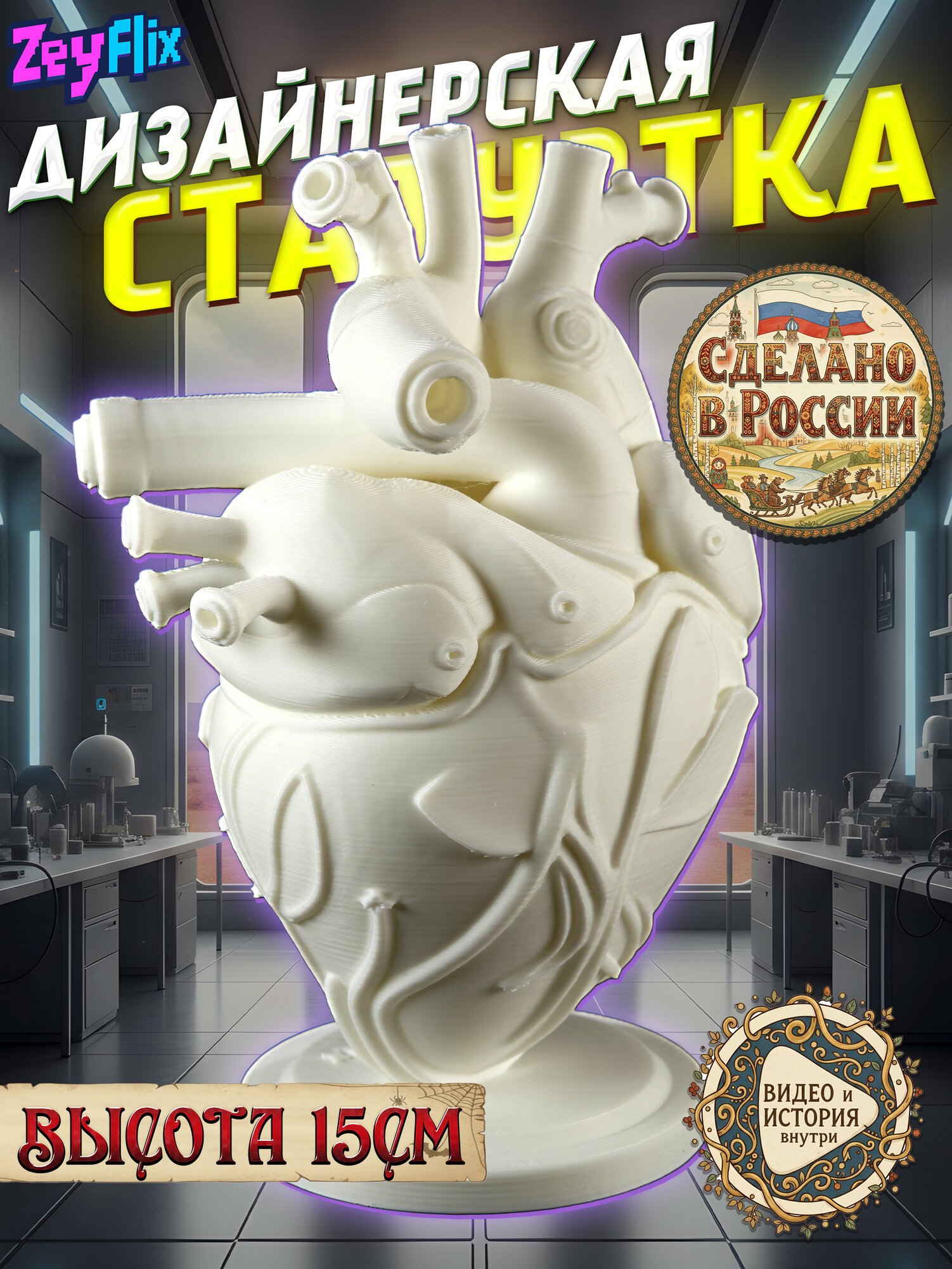 Статуэтка свадебная, на день всех влюбленных - Сердце Возрождения, белый