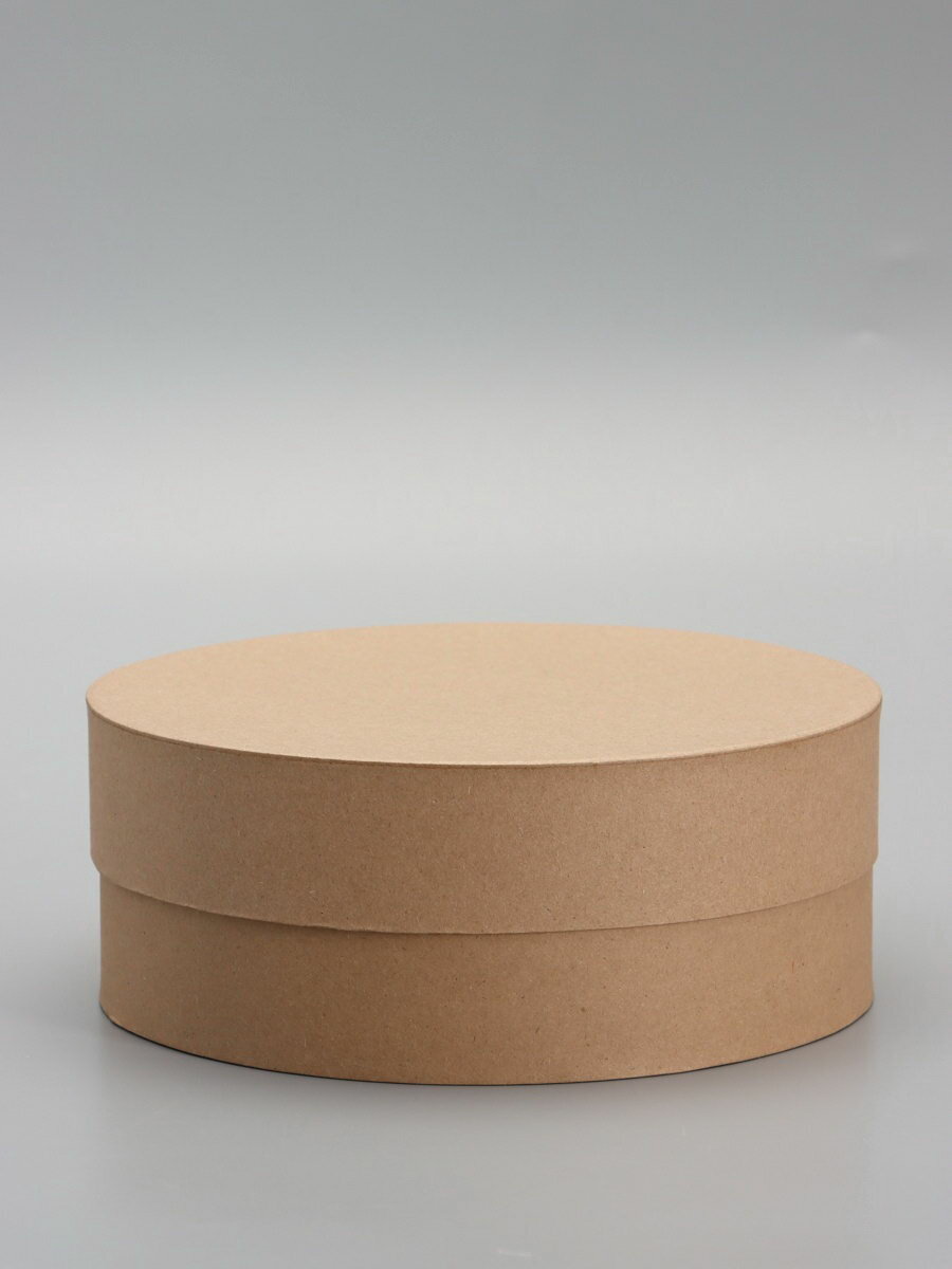 Коробка круглая подарочная крафт, 20x8 см, цвет: бежевый, вид: жёсткие (крышка+дно)