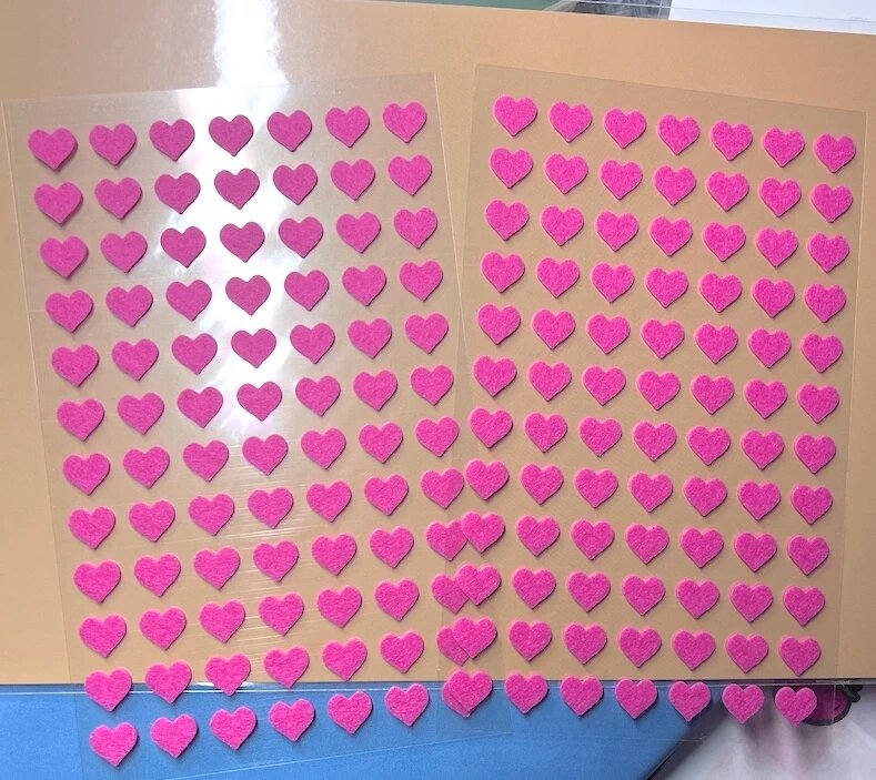 Корейские 3D фетровые наклейки с сердечком Розовый, pink 2sheets