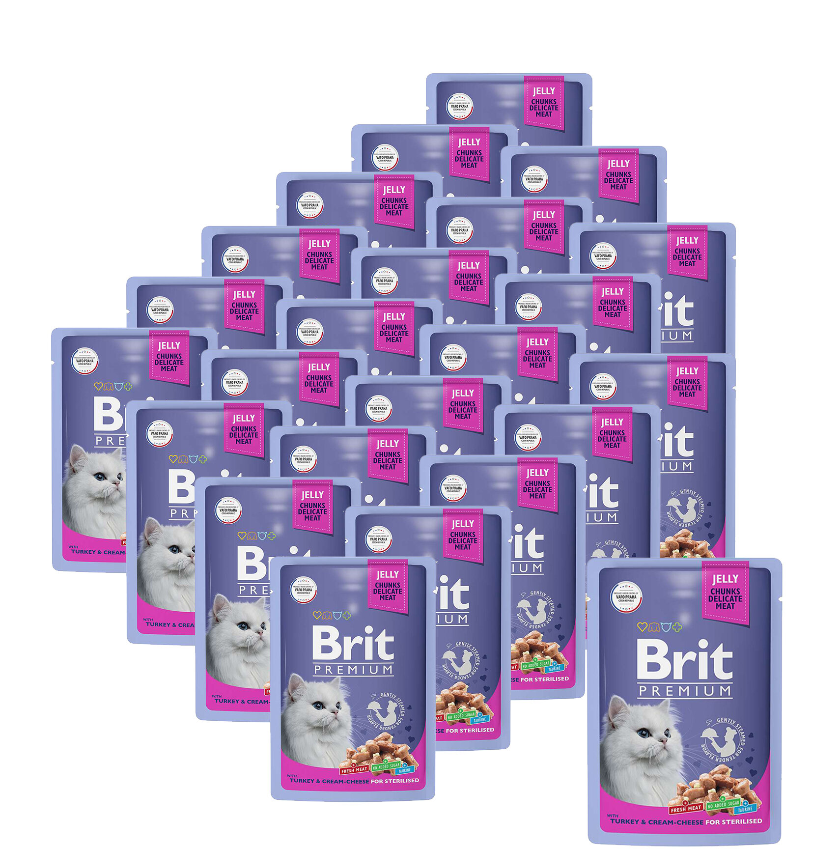 BRIT PREMIUM, Пауч для взрослых стерилизованных кошек, Индейка с сыром в желе, 85г x 24 шт.