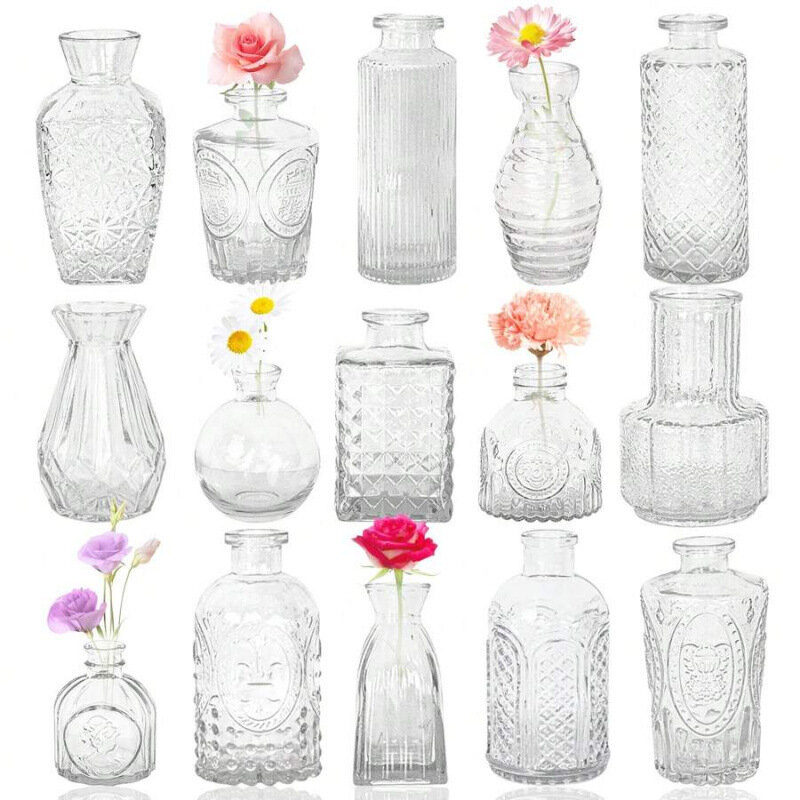 ⭐Набор стеклянных ваз для цветов, новые осенние вазы, маленькие прозрачные стеклянные вазы для аранжировки цветов⭐