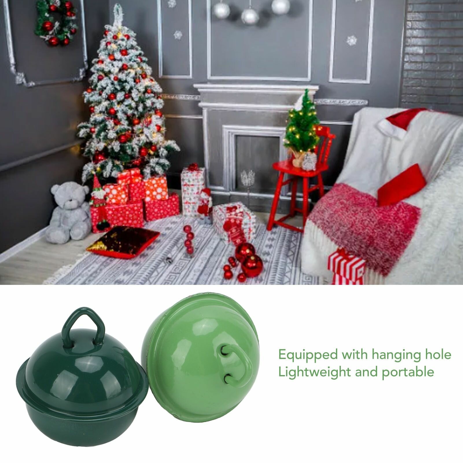20 шт, колокольчики, армейский зеленый и темно-зеленый, прочный, экологически чистый, металлический рождественский колокольчик для вечеринки, свадьбы, Рождества