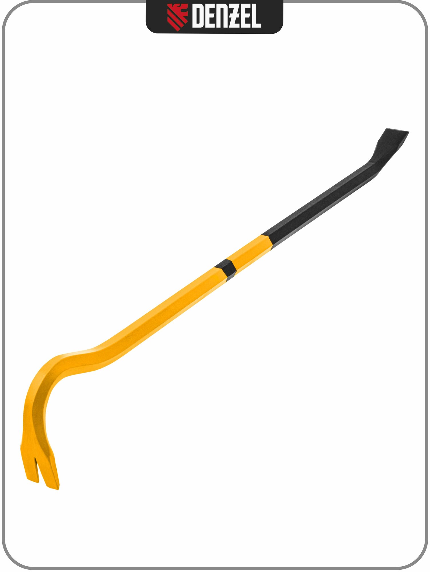 Лом / гвоздодер DENZEL, 600 мм, шестигранный профиль размером 16 мм, кованый из стали 65 с антикоррозийной защитой, окрашенный, строительный,