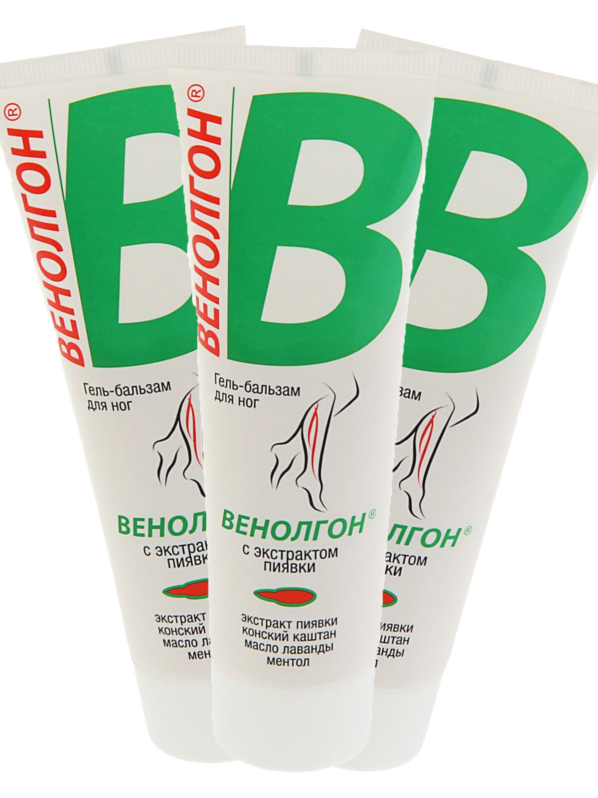 Гель-бальзам Венолгон с экстрактом пиявки, для снятия усталости ног, 75 мл х 3 шт