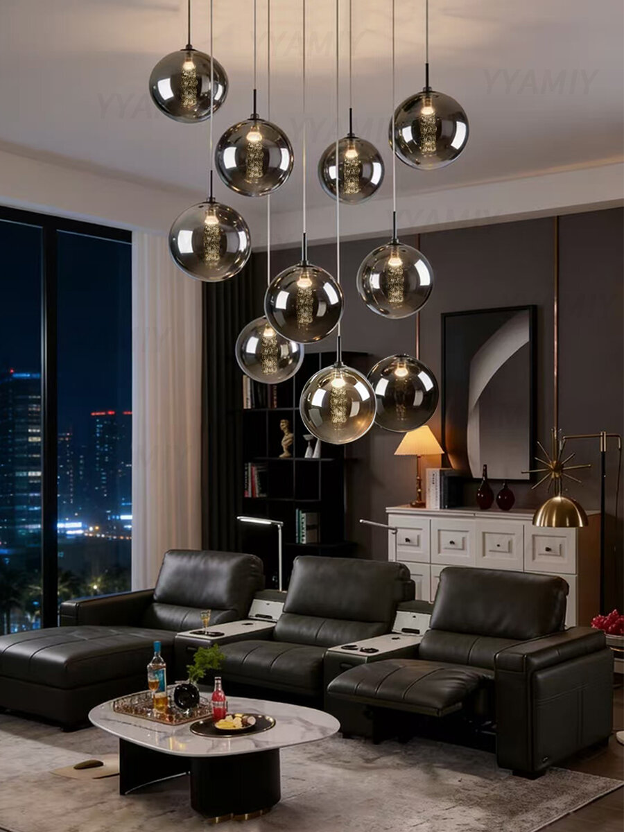 Потолочная люстра，Люстрадлялестницы，Потолочнаялюстра，люстр, Кухоннаялюстра，Подвесныелюстры,12 плафон，стеклянный，G9,84т