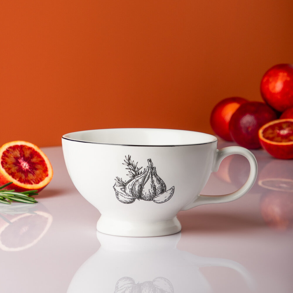 MILLIMI Китчен Бульонница, 450мл, керамика, белый цвет, с ручкой