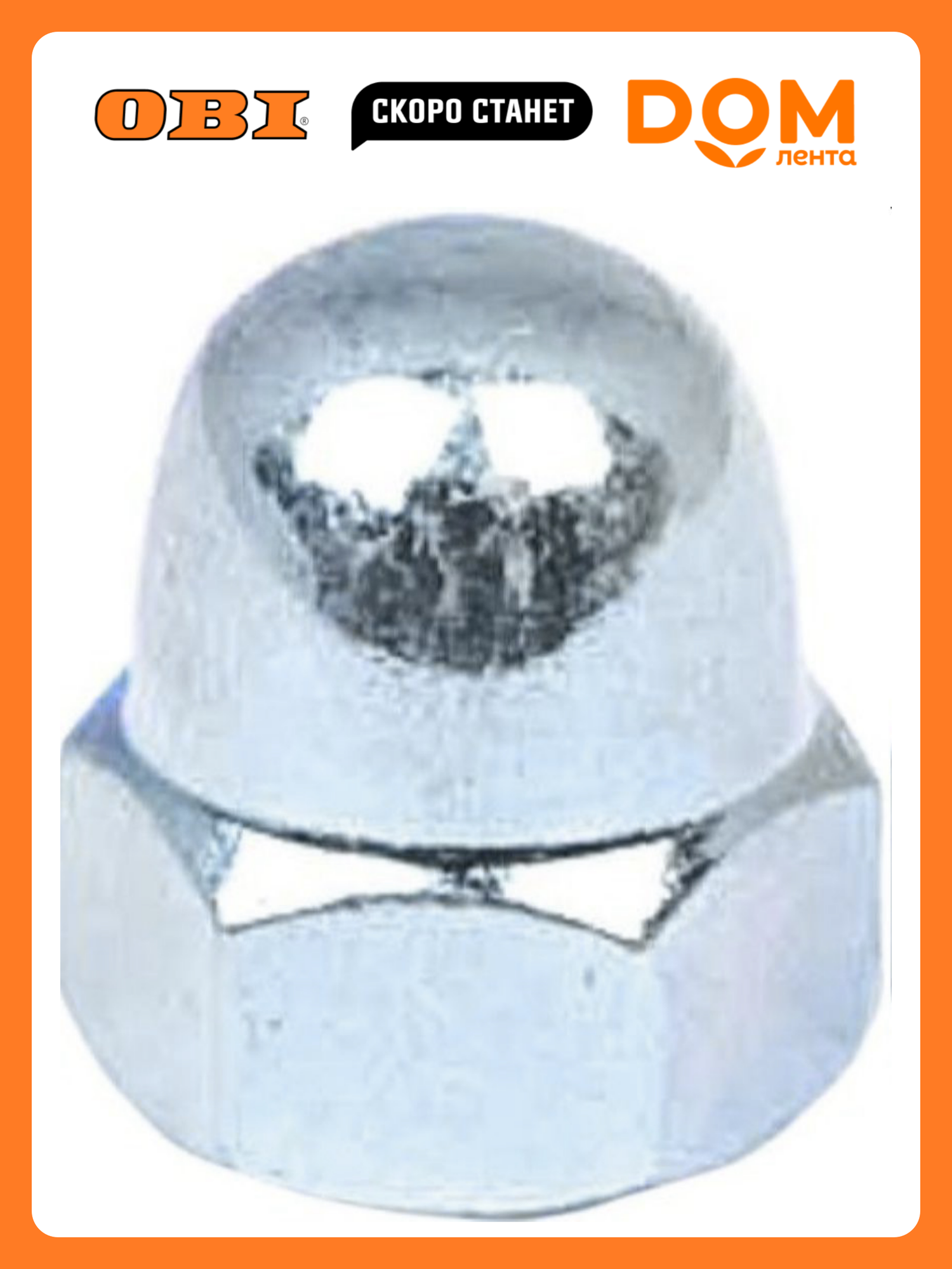 Гайка Стройбат DIN 1587, колпачковая, оцинкованная сталь, М6, 3 шт