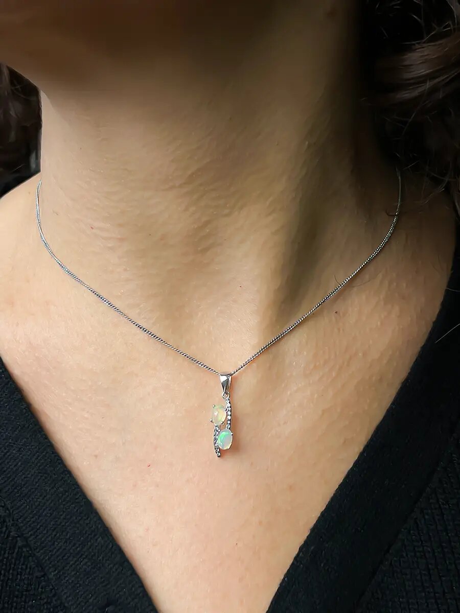 Подвеска, серебро, 925 проба, опал, фианит