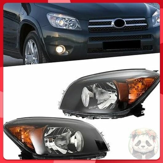 Фары автомобильные, 2 шт, арт. Лампы фар для Toyota RAV4 2006-2009 г. г. Halogen Black Housing
