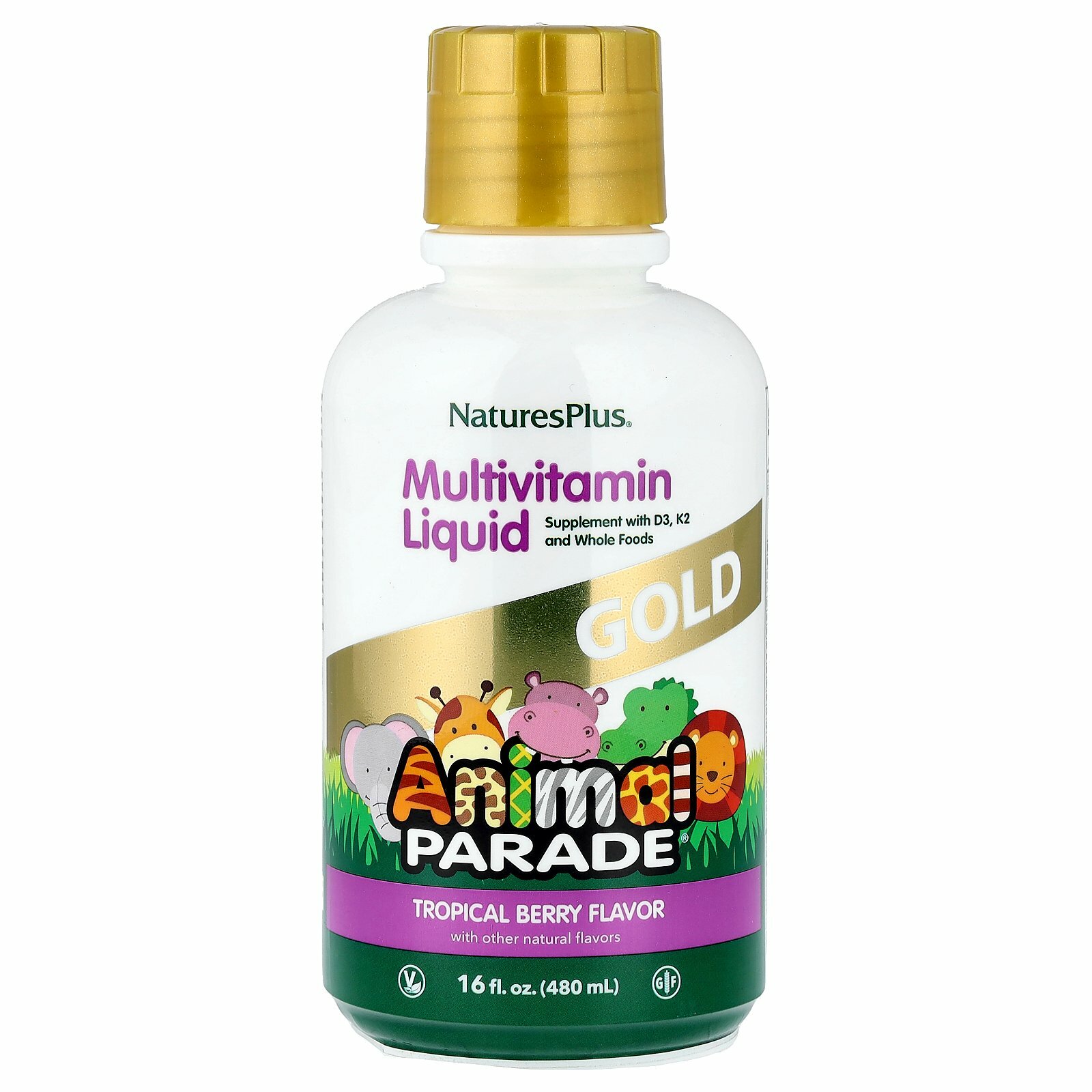 Natures Plus Animal Parade Gold Multivitamin Liquid (480 мл.) (ягода.) витамины для детей