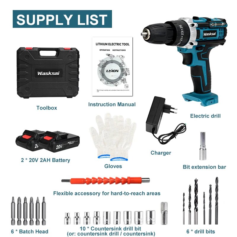 VVOSAI бесщеточная аккумуляторная дрель
