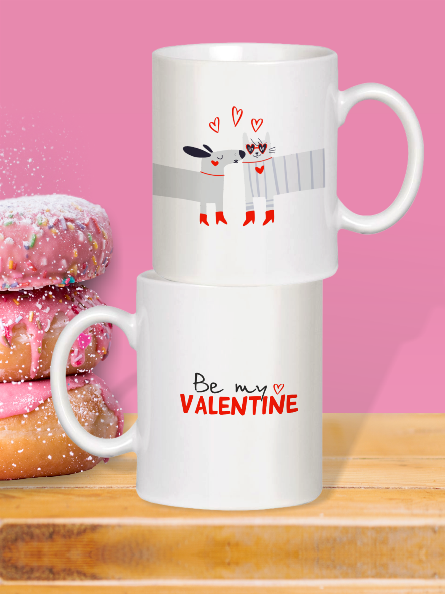 Белая подарочная кружка из керамики с приколом и мемом "Be my valentine", для чая и кофе, 330 мл