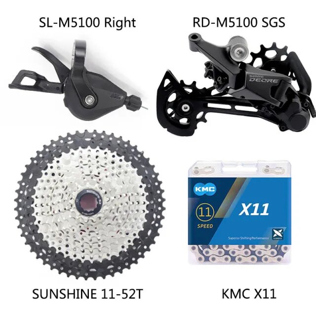 Shimano Deore M5100 1x11 скорости комплект Белый, 52T KMC