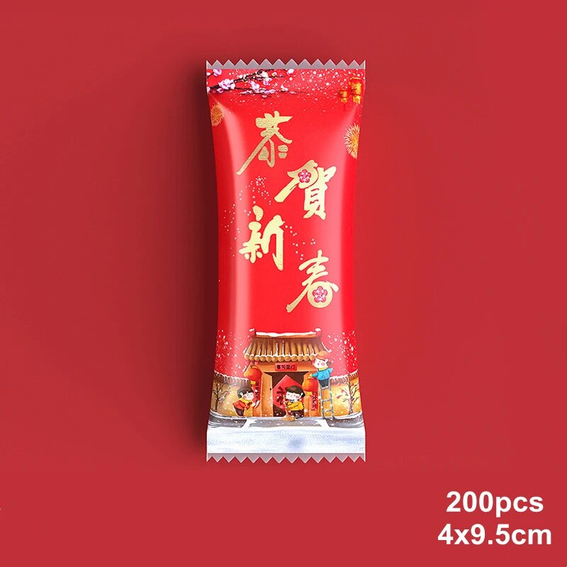 Красные пакеты для конфет 4x9.5см, 200шт