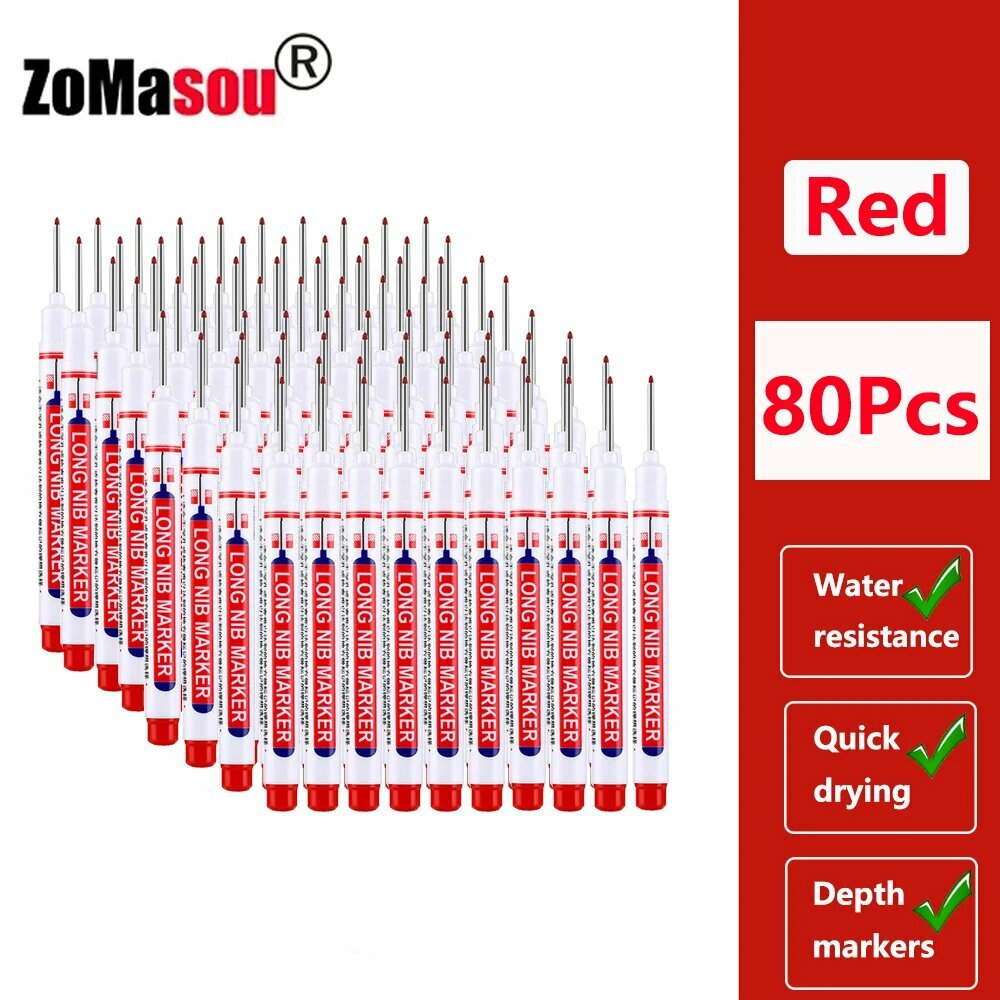 1-100 шт, 20 мм, маркеры с длинной головкой, многофункциональные маркеры для деревообработки, украшения для плитки, маркеры с глубокими отверстиями, красные/черные/синие/зеленые чернила