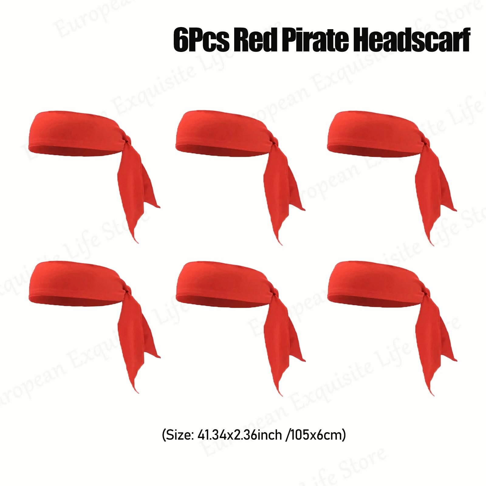 Пиратский набор для вечеринки XMSJ Красный, 6Pcs Red Headscarf