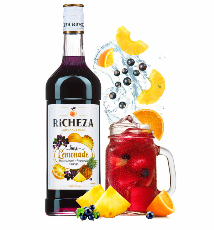 Основа для напитка RICHEZA Чёрная смородина-Ананас-Апельсин 1л
