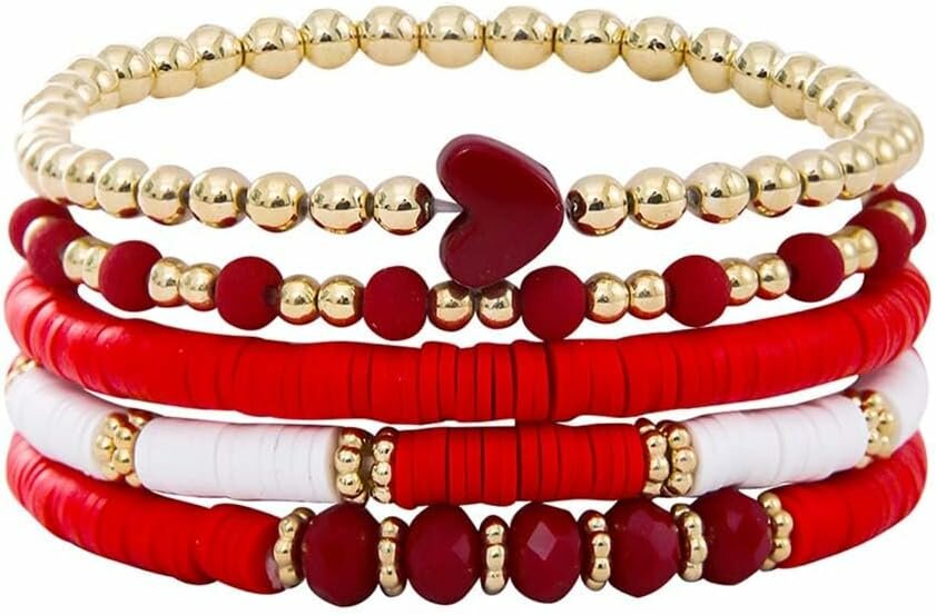 Набор женских браслетов из бусин, изысканный комплект из 5 штук, регулируемые браслеты из золотых/серебряных бусин для ношения в несколько рядов, модные эластичные браслеты, которые можно носить вместе, ювелирный подарок.