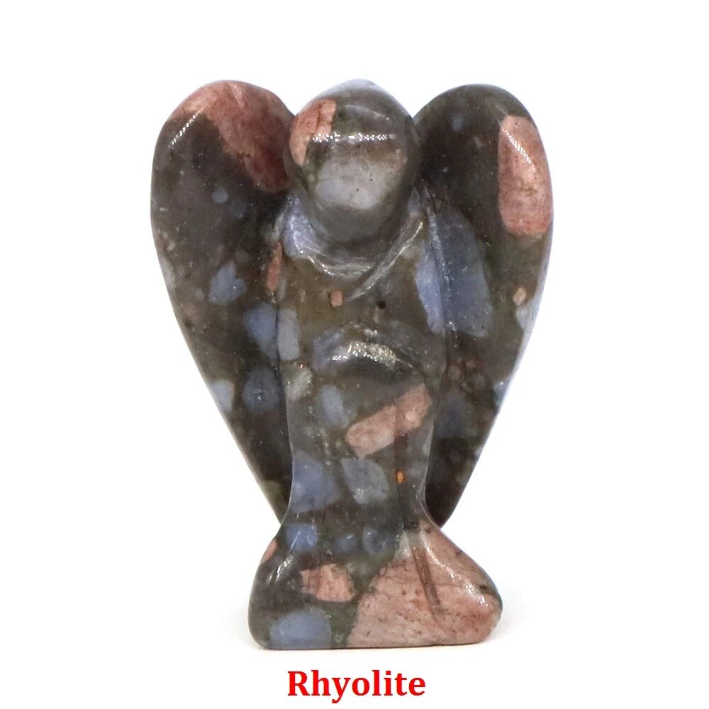 Статуэтка Ангела-хранителя из аметиста и розового кварца 1 PC, Rhyolite