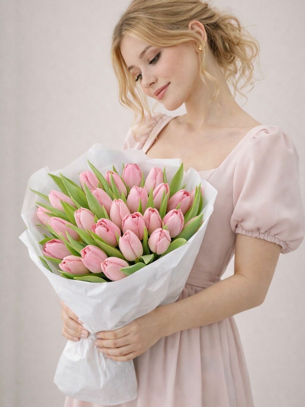 Букет из 25 розовых тюльпанов