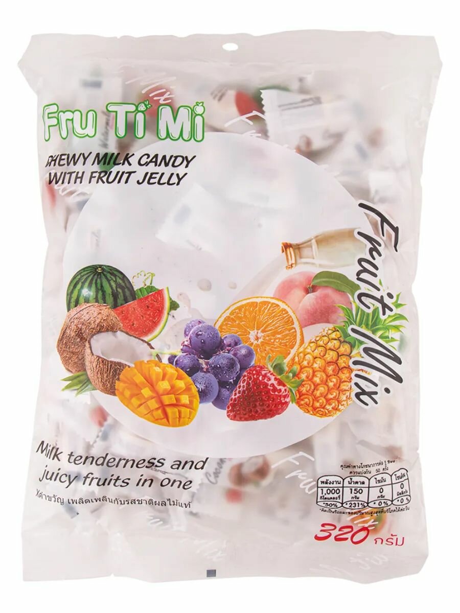 Тайские ириски Фруктовый микс Fru Ti Mi, 320 гр